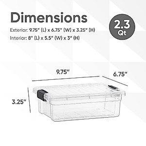 Superio Clear Storage Box with Lid, 2.5 Quart Plastic Container Bins for Organizing, Stackable Crates, BPA Free, Non Toxic, Odor Free, Organizers for Home, Office, School, and Dorm