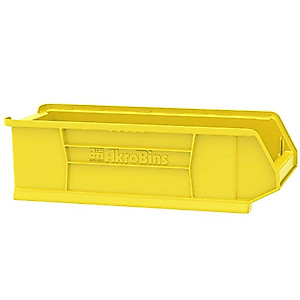 Akro-Mils 30286 Super-Size AkroBin Heavy Duty Stackable Storage Bin Plastic Container, (24-Inch L x 11-Inch W x 7-Inch H), Yellow, (4-Pack)