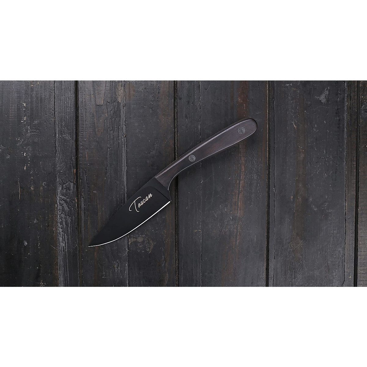 TOUCAN Black Paring Knife – Professional Kitchen Knife for Fruits and Vegetables – Premium Stainless Steel with Ergonomic Handle – 4-inch Blade for Chopping, Cutting, Peeling