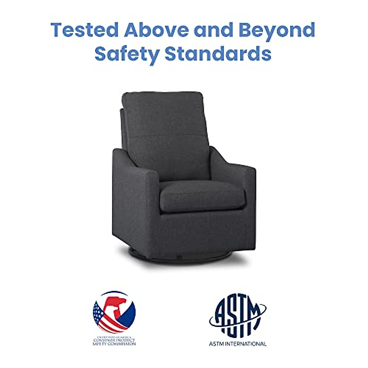 Delta Children Kenwood Glider Swivel Rocker Chair, Dark Grey