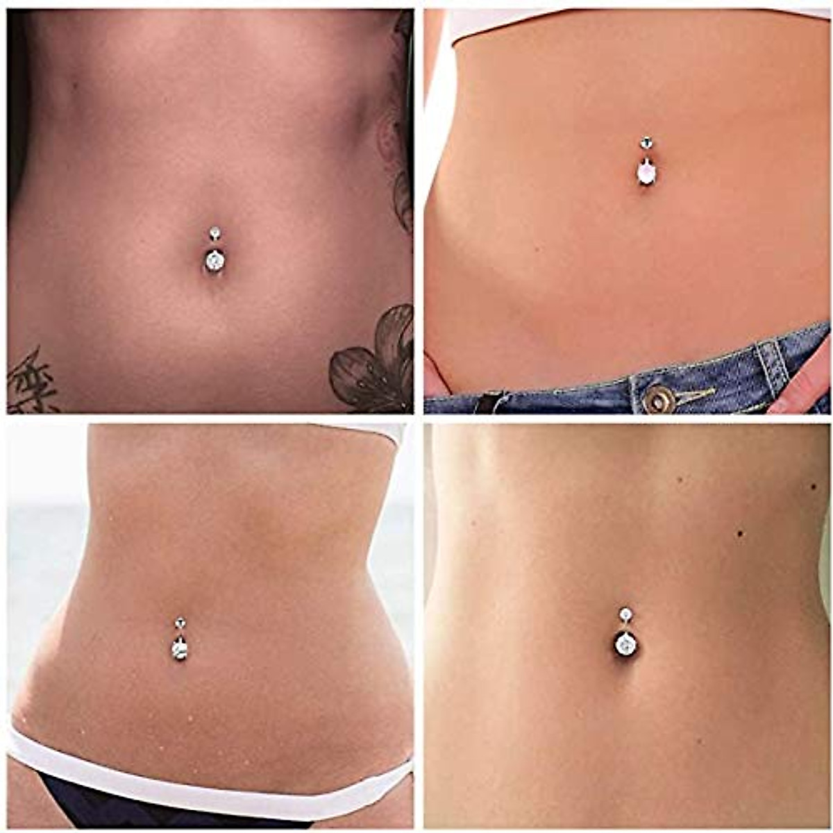 Yeelong 12mm Belly Button Rings Surgical Steel Belly Rings Diamond Belly Piercing Navel Rings for Women