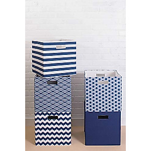 DII Poly-Cube Storage Collection Hard Sided, Collapsible Solid, Large, Nautical Blue