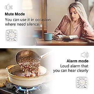 Yunbaoit Visual Timer with Night Light, 60-Minute Countdown Timer for Kids and Adults, Silent Classroom Timer, Time Management Tool for Home, School, or Work (Light White)