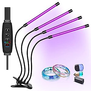 UV Black Light, 3 9 12H Timer, 10 Dimmable Levels UV Light, Four Head 108LEDs Blacklight, 395-405nm LED UV Lamp for Glow in The Dark, Stage Lighting, Body Paint, Cure 3D Printer Resin