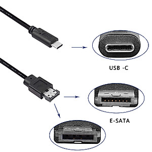 XMSJSIY USB-C Type-C to eSATA Adapter Cable 5Gbps USB C to Power eSATA Converter Cable 5V for HDD/SSD/ODD Laptop PC - 3 ft/1M