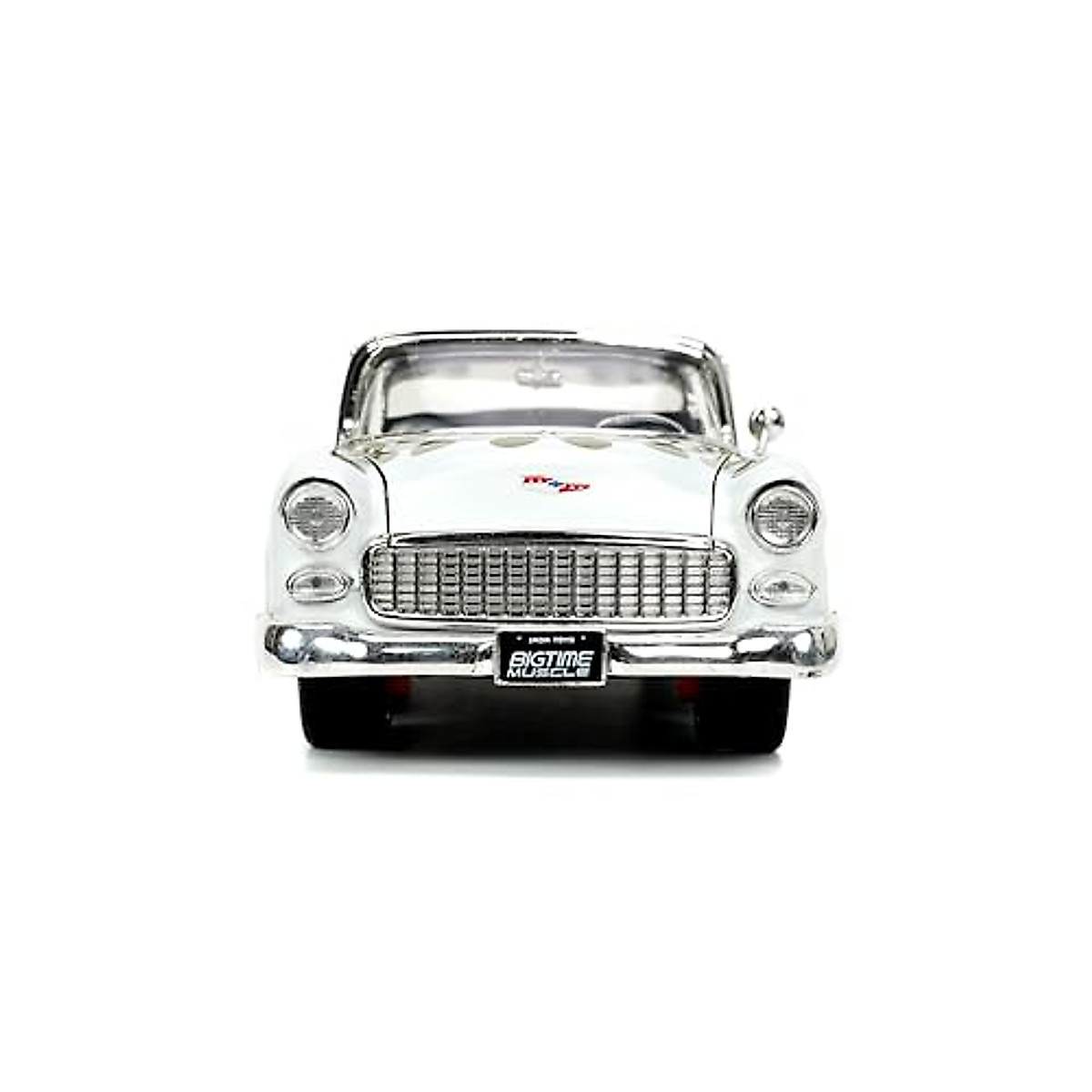 Big Time Muscle 1:24 1955 Chevy Bel Air Die-Cast Car, Toys for Kids and Adults(White/Gold Flames)