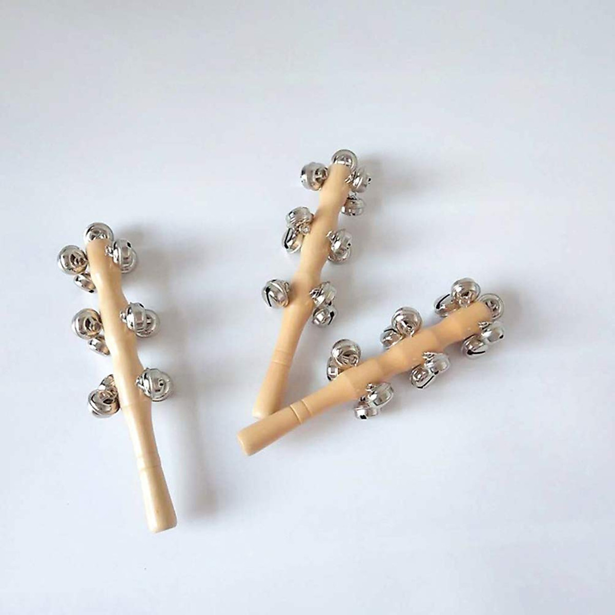 NUOBESTY Wooden Jingle Bells, 1pc Hand Jingle Bells Wood Jingle Bells Wood Handle Musical Bells Jingle Stick Shaker|21x5cm