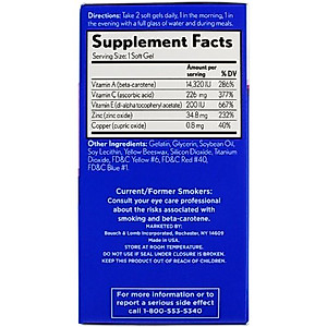 Bausch + Lomb PreserVision AREDS Eye Vitamin & Mineral Supplement, 120 Count Bottle (Soft Gels)