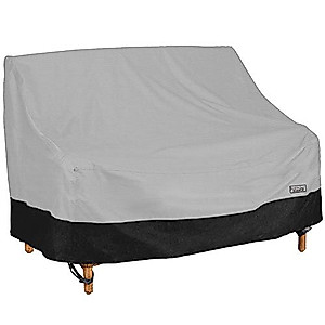 North East Harbor NEH Outdoor Patio Loveseat Sofa Furniture Cover - 54" W x 38" D x 35" H - Breathable Material, Sunray Protected, and Weather Resistant Storage Cover - Gray with Black Hem