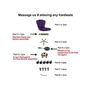 GIA Mid-Back Adjustable Swivel Vanity Chair, Faux Fur White