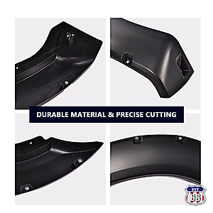 PIT66 Fender Flares, Compatible With 2011-2016 Ford F250 & F350 Super Duty (NOT For Dually Models), Paintable Smooth Matte Black Pocket Riveted Style Wheel Flares Set, 4 Pcs