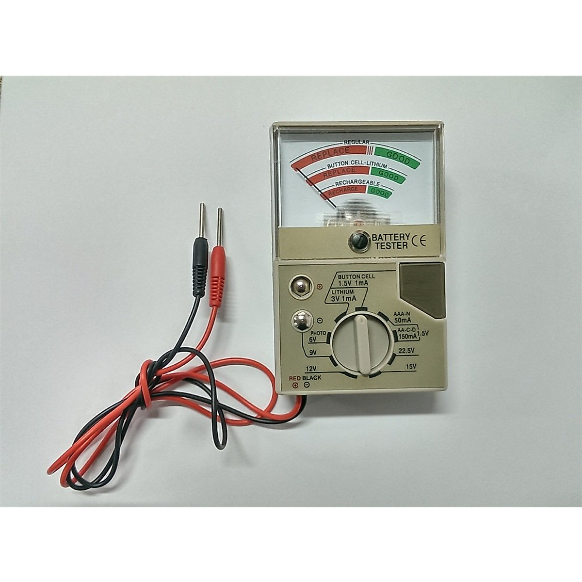 Battery Tester with Meter Electric Voltage Tester for AA AAA C D N Button Cell Batteries Battery Tester Checker