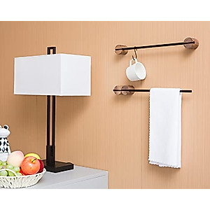 QsQueen Mug Holder Wall Mounted Coffee Cup Rack Hanger，Modern Metal and Solid Walnut with 8 Mug Hooks Rustic Utensil Tea Cups Storage Organizer for Kitchen Accessories Coffee Bar, Set of 2