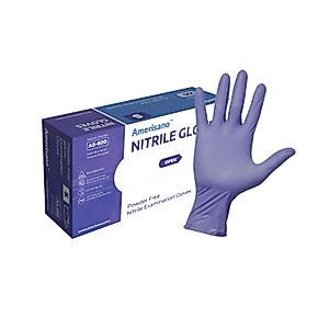 Amerisano Medical Exams Nitrile Gloves|510(k), Disposable, Latex & Powder Free, 4 mil, |Box of 300, Medium|Purple (100, Medium)