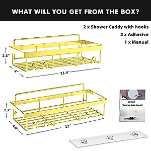 Moforoco Shower Caddy Shelf Organizer Rack, Self Adhesive Black Bathroom Shelves Basket, Home Farmhouse Wall Inside Organization and Storage Decor Rv Accessories, First Camper Apartment Essentials