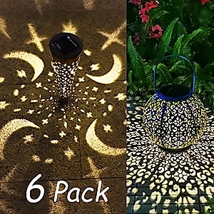 6Pack Moon Star Solar Lights Outdoor Decorative +1Pack Outdoor Solar Lantern