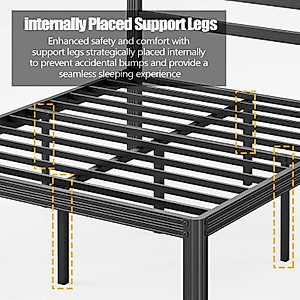 BOSRII Premium Quality Full Size Bed Frame - Reinforced Thickened Profile for Unmatched Strength and Durability - Sturdy Construction for Long-Lasting Support and Comfort——14 Inch High