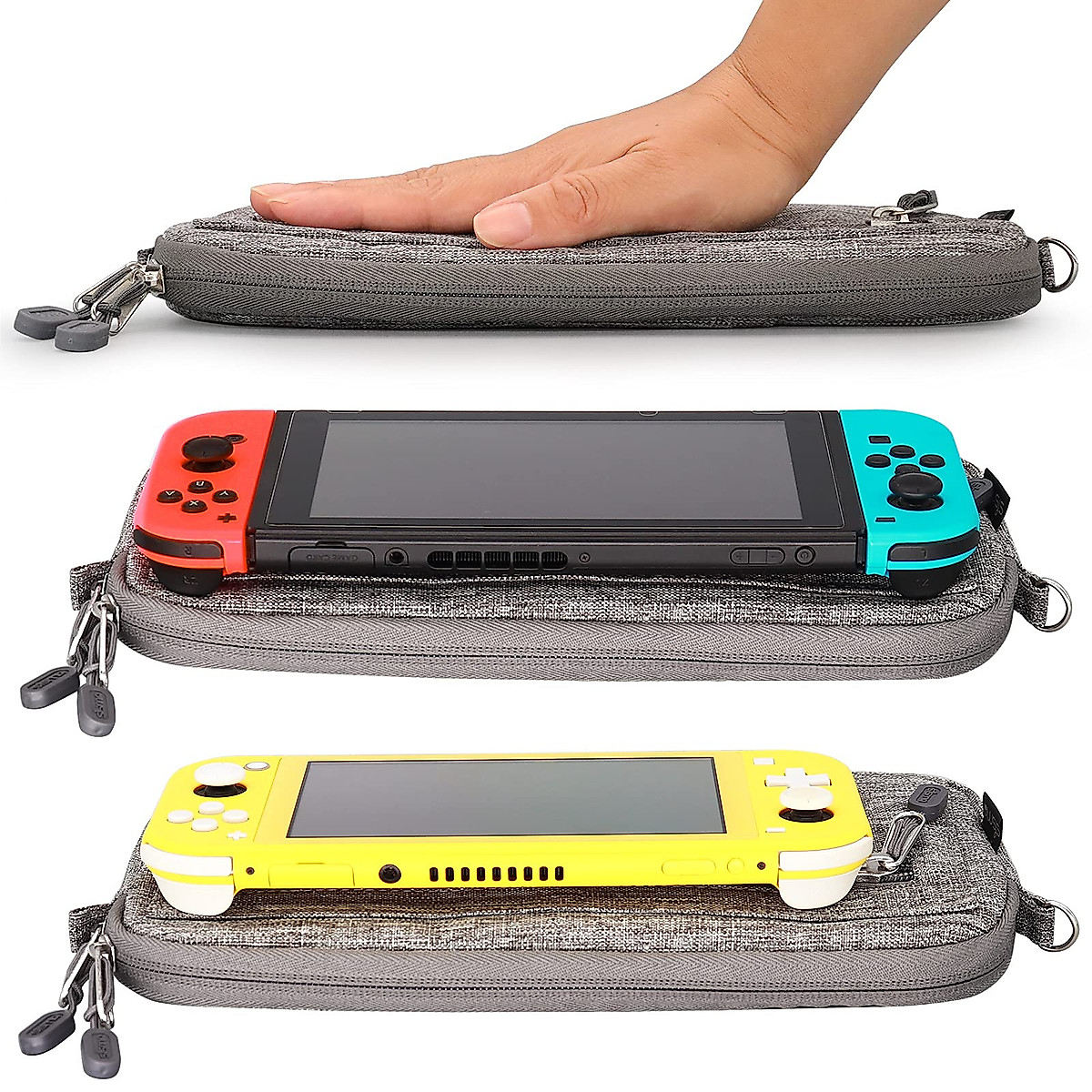 sisma Switch Case Compatible with Nintendo Switch or Switch Lite, Lightweight Soft Travel Carrying Case Storage Pouch Protective Cover, Grey