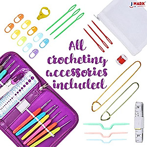 J MARK Premium Crochet Kit -includes 2,640 Yards of Acrylic Yarn for Crocheting Complete Crochet Set