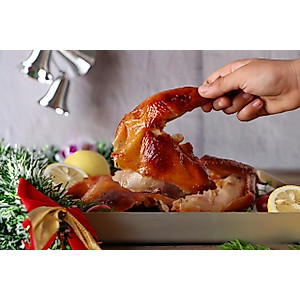 Generic Roasting Pan Stainless steel Roasting pan Turkey Roasting pan with grill Rectangular grill suitable for Turkey, roast chicken and ham (23.4x15.6x2.8in), Silver
