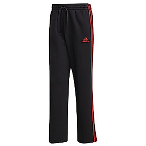 adidas mens Essentials Fleece Open Hem 3-stripes Pants, Black, XX-Large 30 Inseam US