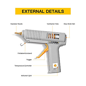 MAXIRON Full Size Hot Glue Gun with 4 Nozzles - 150 Watts Temperature Adjustable Glue Guns with Heating Indicator Light. Heavy Duty Glue Gun Kit for Crafting,Wood,PVC,Glass,Home Repair.