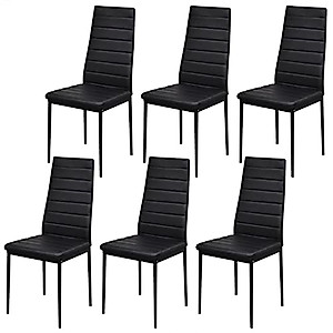 KFJBX Kitchen Tables and Chairs Set Dining Room Table Set for 6 Black