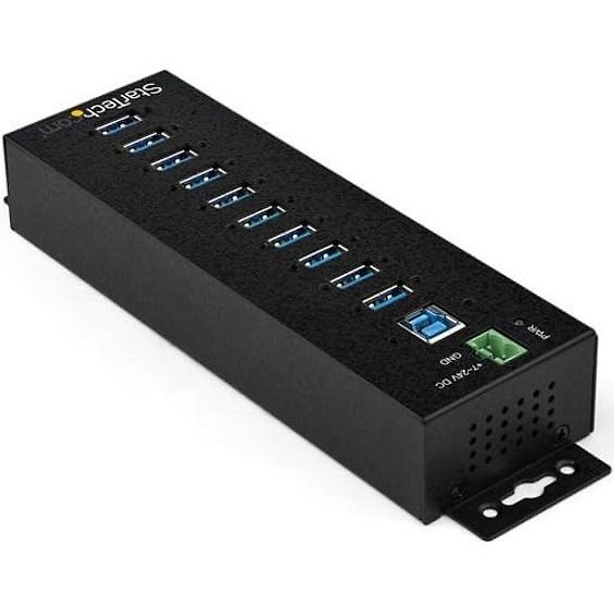 StarTech.com 10-Port USB 3.0 Hub with Power Adapter - Metal Industrial USB-A Hub with ESD & 350W Surge Protection - Din/Wall/Desk Mountable - High Speed USB 3.0 (5Gbps) - (5Gbps) Hub, TAA