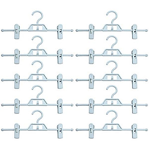 Angoily 10 Pcs Plastic Skirt Hangers with Adjustable Clips, Space Saving Hangers, Non- Slip Durable Pant Hangers for Closet Organizing (Blue)