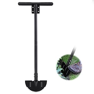 Half Moon Manual Lawn Edger - 36 Inch Long Handle- Heavy Duty Manual Edging Tool for Driveway, Sidewalk, Flower Bed, Landscaping Black