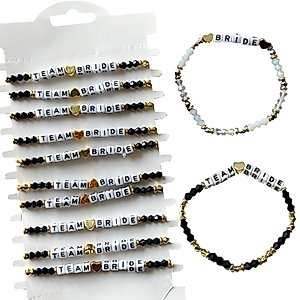KIWILEPI Bachelorette Party Favors, 12pcs Team Bride Beaded Bracelets Bride Tribe Gifts, Bridesmaid Proposal Gift Bridal Shower Favor Beach Wedding Bride or Die Party Supplies