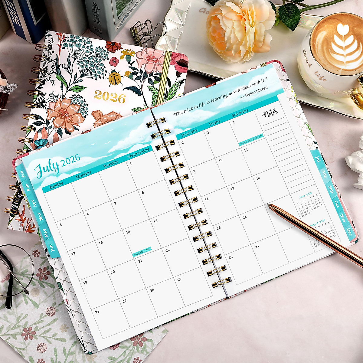 2023-2024 Planner – Jul 2023 – Jun 2024, Weekly ＆ Monthly Academic Planner 2023-2024, 6.4" x 8.5" with Tabs, Flexible Hardcover, Thick Paper, Strong Binding, Back Pocket, Inspirational Quotes ＆ Notes