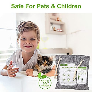 10 Pack Bamboo Charcoal Air Purifying Bags, Activated Charcoal Air Freshener, Nature Fresh Air Purifier Bags, Smell Absorbers for Home, Pet, Closet, Car, Mildew (6x200g, 4x50g) (10)