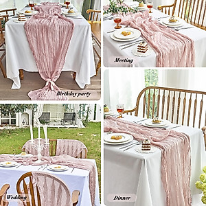 IVAPUPU 2 Pcs Cheesecloth Table Runner - 10ft Dusty Pink Boho Gauze Cheese Cloth Table Runner for Baby Shower Decoration Wedding Party Summer Garden Farmhouse Table Runner
