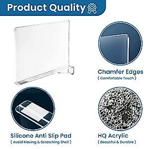 HOMEIKEA Shelf Dividers for Closet Organization 8Pcs - Acrylic Shelf Dividers (12x8 inches) Fits Upto 1-Inch-Thick Shelves - Scratch Resistant Clear Shelf Dividers for Closets for Home & Office