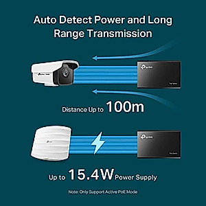 TP-LINK 802.3af Gigabit PoE Injector | Convert Non-PoE to PoE Adapter | Auto Detects the Required Power, up to 15.4W | Plug & Play | Distance Up to 100 meters (328 ft.) | Black (TL-PoE150S)