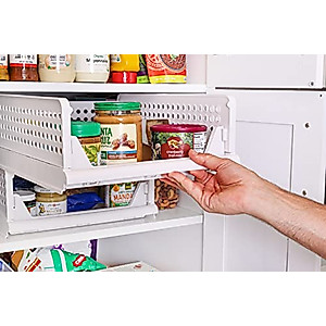 Bee Neat Plastic Stackable Storage Drawers and Closet Storage Bins for Clothes, Food, Snacks, Vegetables and Toys - Plastic Closet Organizer & Drawers for Storage Organizer - 2 Pack Large - White