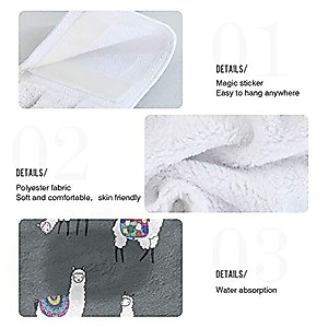 Qilmy Llama Hanging Kitchen Towel Set of 2, Absorbent Soft Hanging Tie Towel for Kitchen Bathroom Farmhouse Housewarming Home Decor 12 x 17 Inch