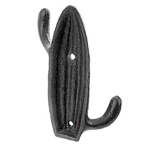 MyGift 2-Hook Vintage Dark Brown Cast Iron Coat Hooks, Southwestern Style Cactus Shape Wall Mounted Entryway Garment Hooks for Hats Keys Leashes Lanyards, Set of 2