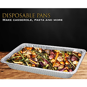 EHOMEA2Z Large Aluminum Pans With Lids Disposable Full Heavy Duty Roasting, Broiling, Baking, Catering Pans 21x13x3 (15, Full-Size w/Lids)