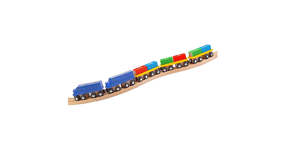 ORBRIUM 11 Pcs Wooden Intermodal Freight Train Set | Compatible with Thomas