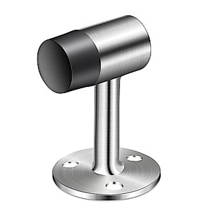 TPOHH 3 Inch Height Zinc Alloy Floor Mount Bumper, Gooseneck Door Stop with Rubber Bumper – Protects Walls from Door Knob Damage