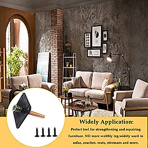 NGe 4set M8 Sofa Leg Mounting Plates,Furniture Sofa Legs Attachment Plates T-Plate,with Hanger Bolts(Black Flat)