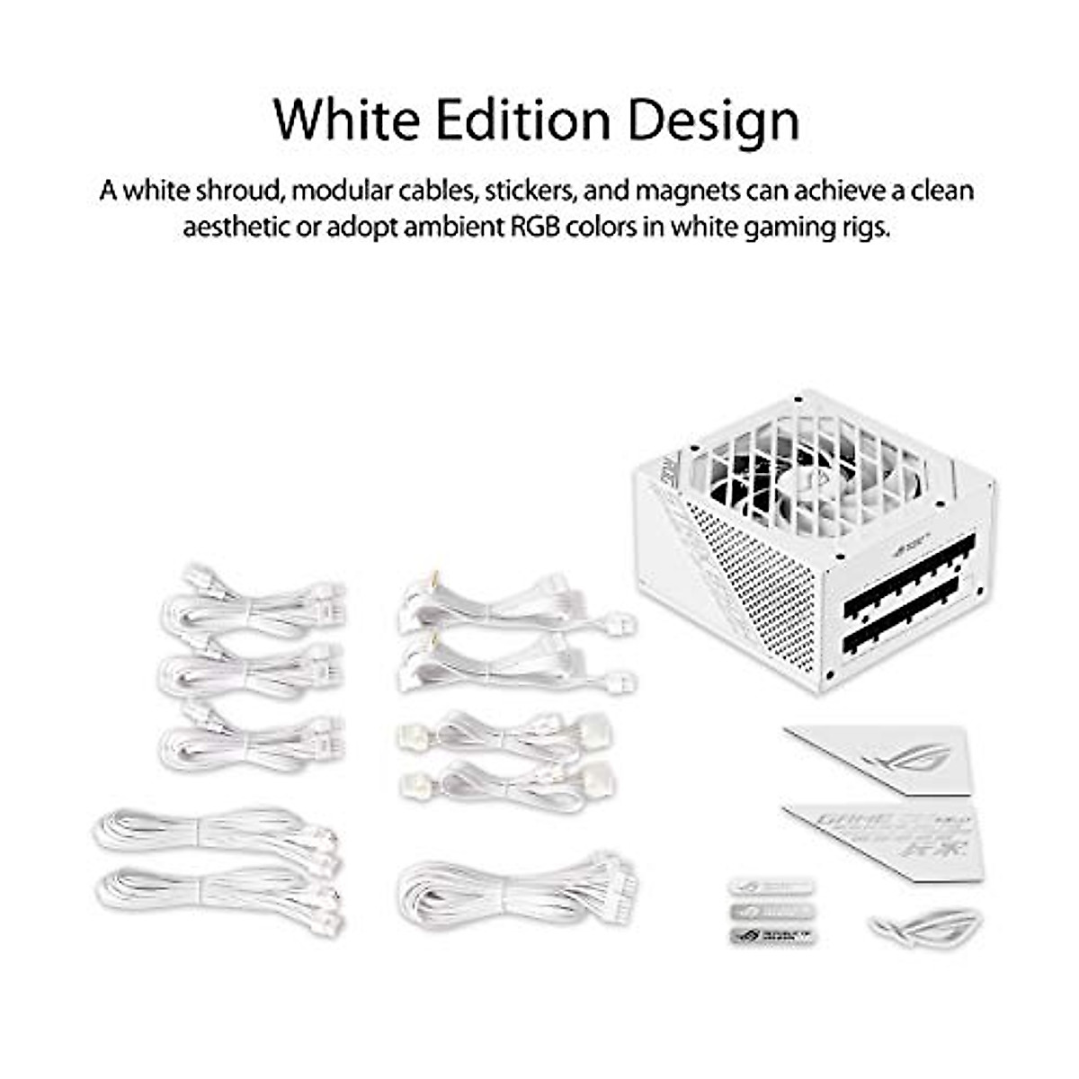 ASUS ROG Strix 850W White PSU - ROG Heatsinks, Axial-Tech Fan, 80 Plus Gold, Fully Modular, 10-Year Warranty