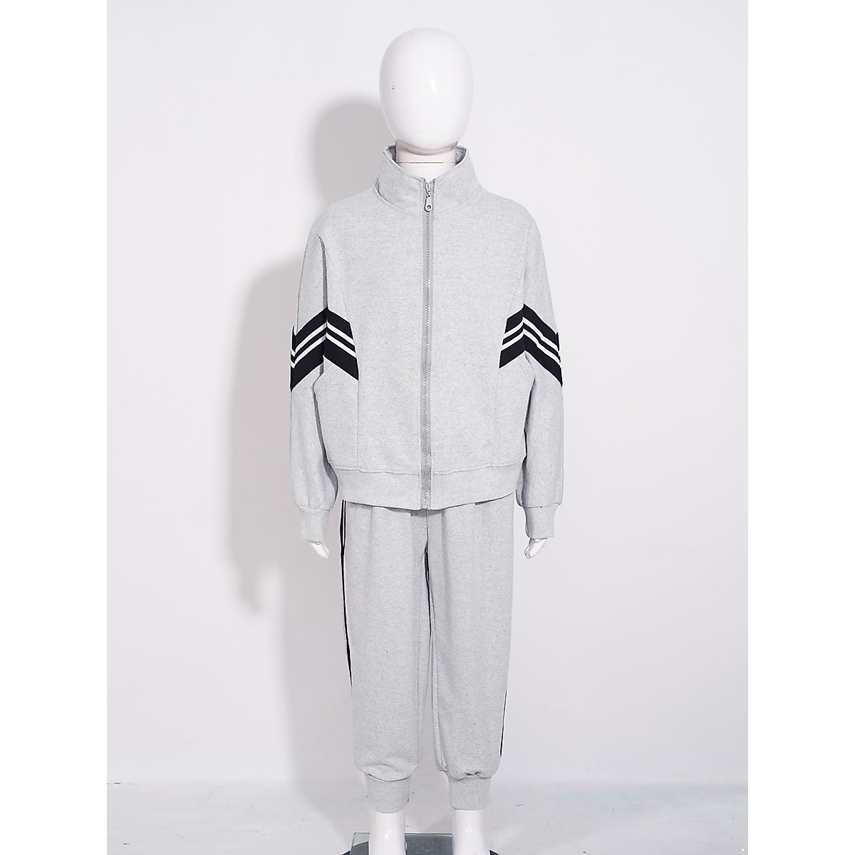 Linjinx Kids Boys Full Zip Jacket Shirt Sweatshirt and Athletic Jogger Pants Set Sweatsuit Tracksuit Grey 7-8 Years