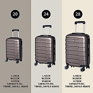 XDDIAS Suitcase Set, Luggage Sets 3 piece Hardside Carry-on luggage with Spinner Wheels 20"/24"/28"