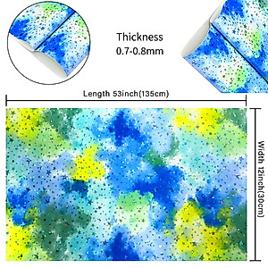 HYANG Holographic Rainbow Smudges Stars PU Faux Leather 1 Roll 12"X53"(30cmX135cm), Faux Leather Very Suitable for Crafts Making Leather Earrings, Bows, Handbag ，Sewing (Type 4)