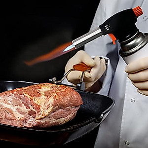 GLOBUS Butane Torch Head Adjustable Flame - Refillable Kitchen Cooking Torch with Safety Lock - Torch for Baking, Creme Brulee, Sous Vide, BBQ, Jewelry, Crafts, Soldering