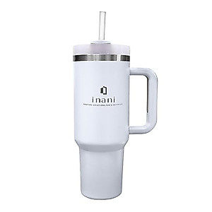 inani 40oz Tumbler With Handle And Straw, Insulated Travel Cup, Leak-Resistant, Spill-Proof Lid, Dishwasher Safe, BPA-Free, Double-Wall Insulated Premium Mug For Hot Or Iced Beverage, Frost White