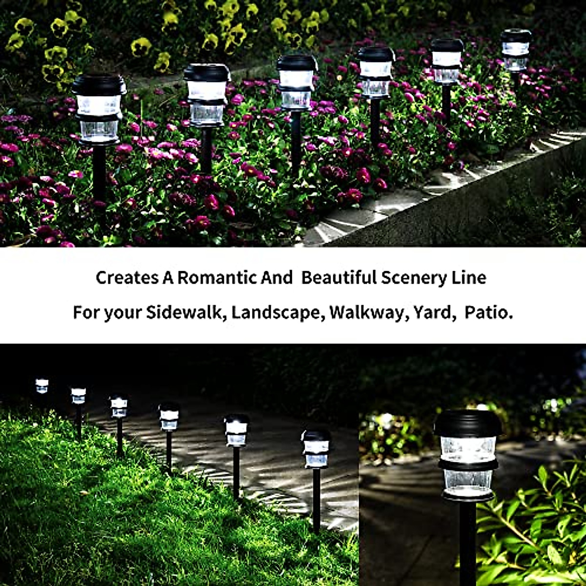 GIGALUMI 12 Pack Solar Garden Lights, Outdoor Solar Lights Waterproof, Automatic Solar Pathway Lights for Yard, Landscape, Lawn, Patio, Path, and Driveway (Cold White)